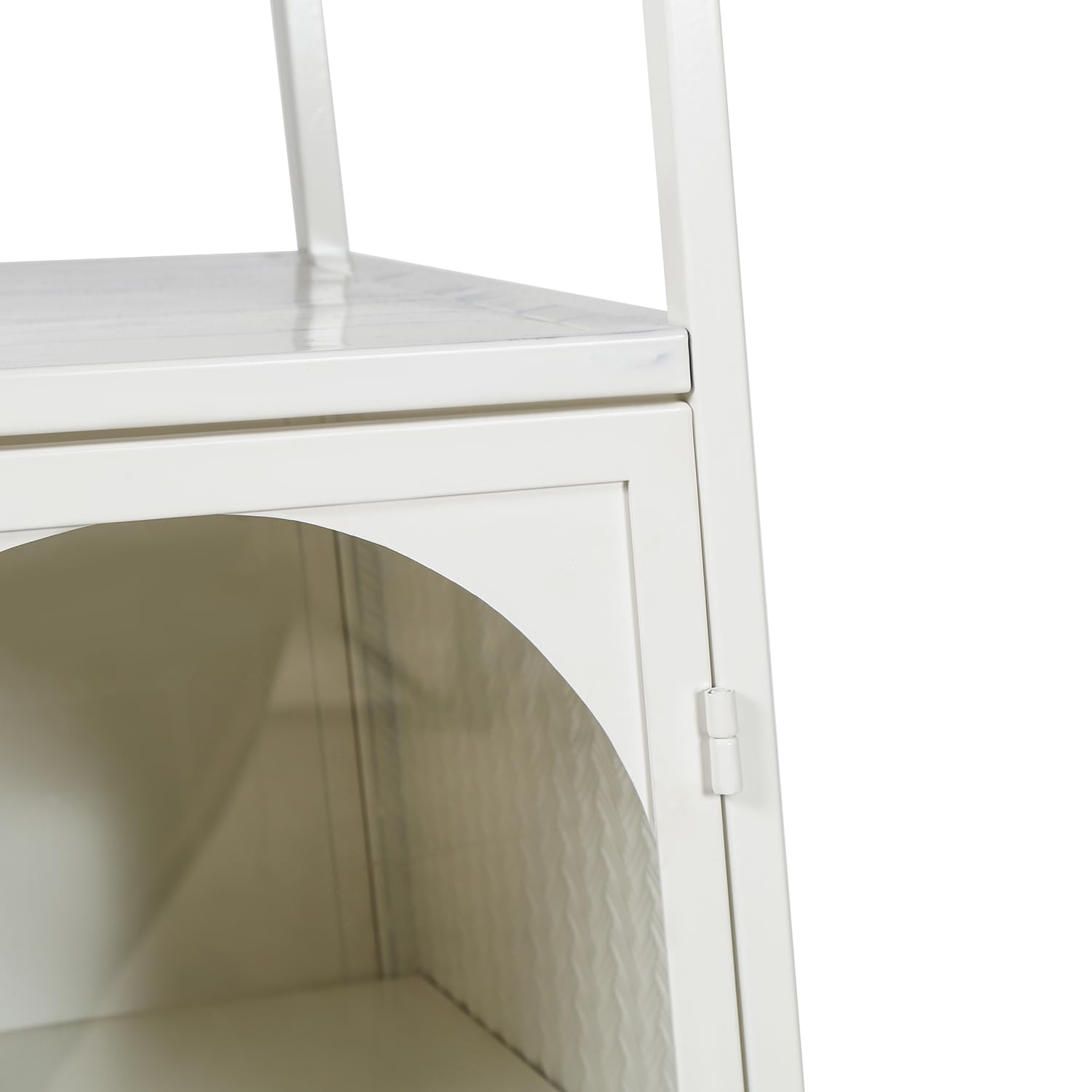 WWZGGO White Corner Metal Buffet Cabinet with 4 - Tier Storage 33 X 27 inch bar Sideboard