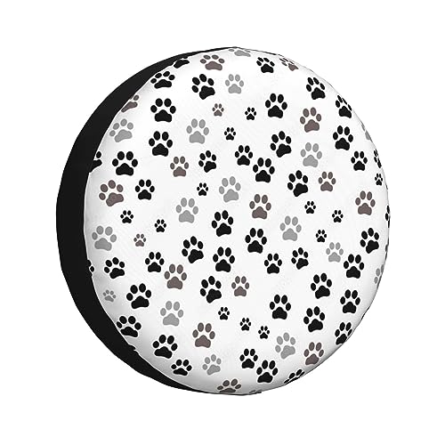 PASPRT Dog Footprints 3D Printing Spare Tire Covers Waterproof Universal Wheel Cover Dust-Proof Tire Cover Fit for Trailer Rv SUV 14-17 Inch