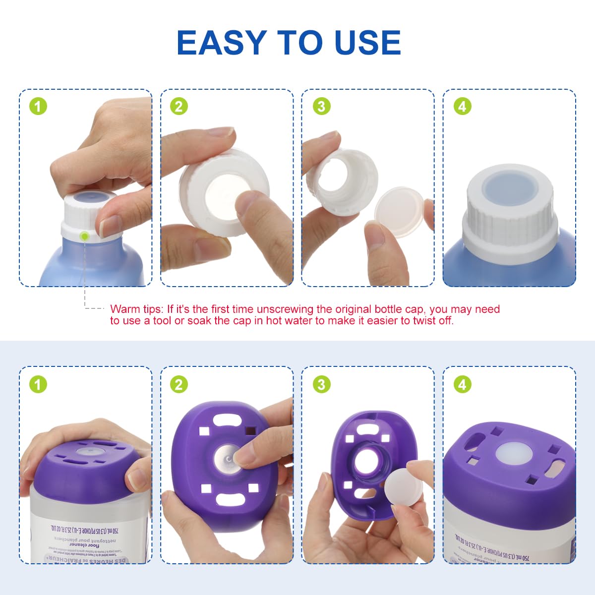 LANMU Bottle Cap Silicone Gasket for Swiffer Wet Jet Power Mop Cleaning Solution, DIY Reusable Bottle Refill Container (10 Pack)