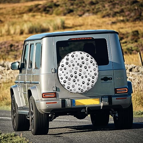 PASPRT Dog Footprints 3D Printing Spare Tire Covers Waterproof Universal Wheel Cover Dust-Proof Tire Cover Fit for Trailer Rv SUV 14-17 Inch