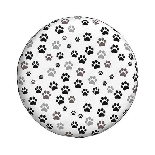 PASPRT Dog Footprints 3D Printing Spare Tire Covers Waterproof Universal Wheel Cover Dust-Proof Tire Cover Fit for Trailer Rv SUV 14-17 Inch