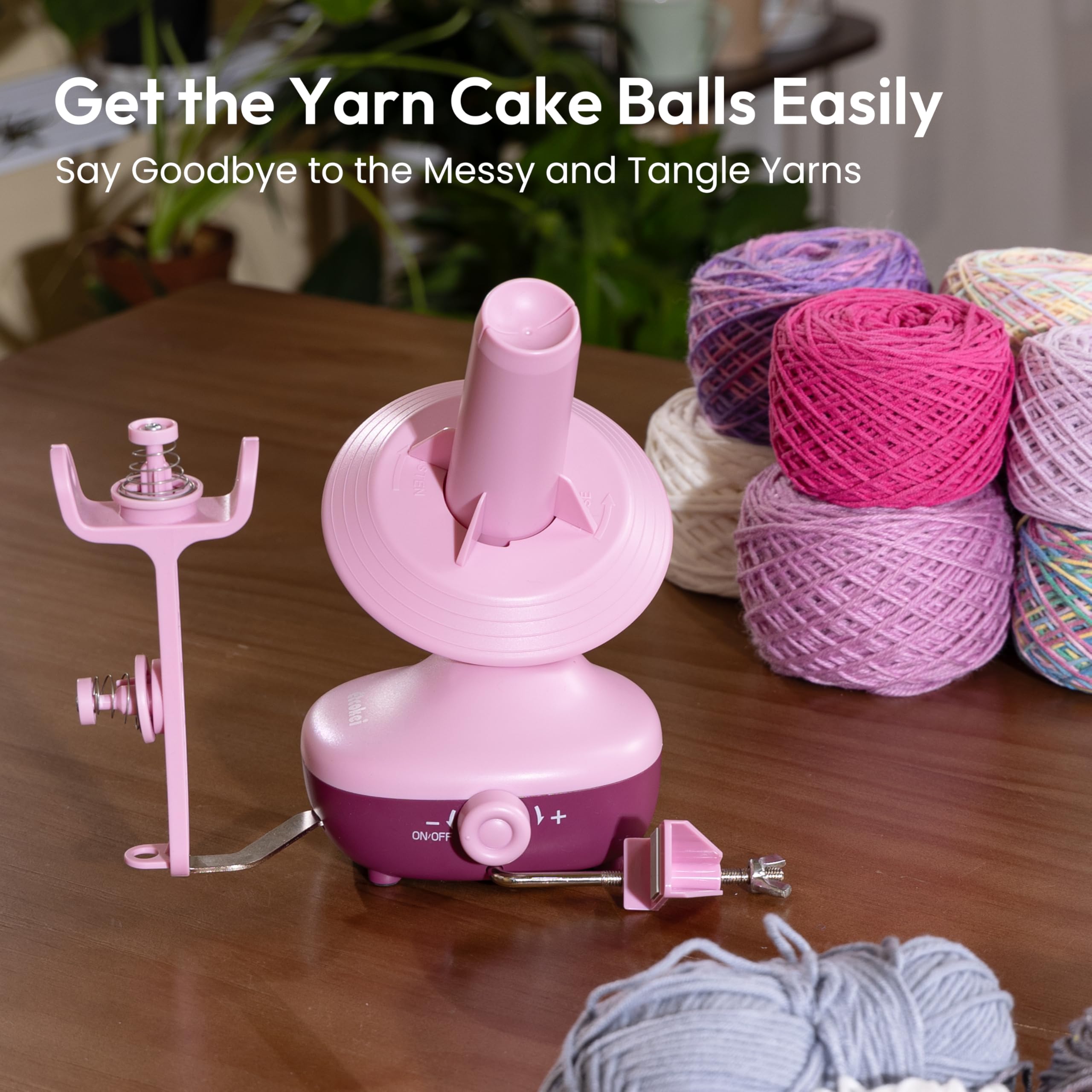 Etcokei Yarn Winder, Electric Yarn Ball Winder for Crocheting, Compact Yarn Cake Winder with Strong Tension Stepless Speed, Automatic Yarn Spinner Wool Winder, Ideal Helper for Knitting Lovers(Purple)