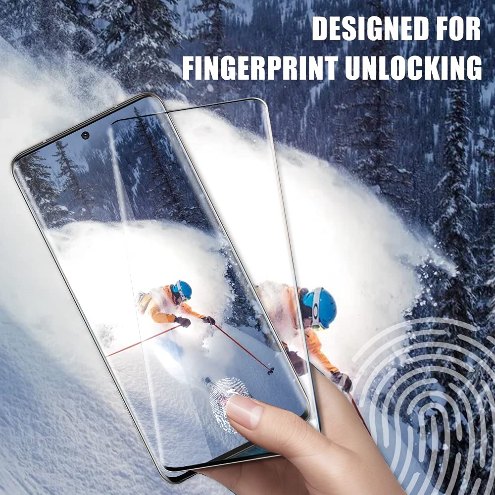 [2+2 Pack] Galaxy S20 Plus Screen Protector, Ultra HD Tempered Glass Film [Scratch Resistant] [3D Full Coverage ] [9H Hardness] [Fingerprint Unlock] For Samsung Galaxy S20 Plus