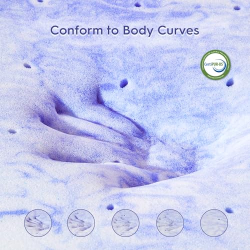 ELEMUSE 2 Inch Ventilated Design Memory Foam Twin Mattress Topper,Cooling Gel Infused Swirl Foam Pad for Pressure Relief Back Pain,Bed Topper for Body Support, CertiPUR-US Certified