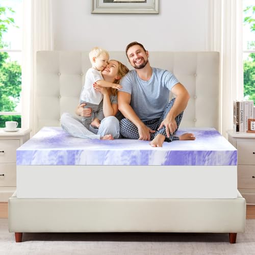 ELEMUSE 2 Inch Ventilated Design Memory Foam Twin Mattress Topper,Cooling Gel Infused Swirl Foam Pad for Pressure Relief Back Pain,Bed Topper for Body Support, CertiPUR-US Certified