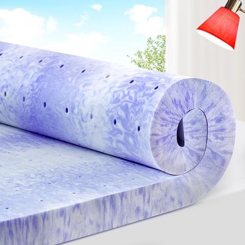ELEMUSE 2 Inch Ventilated Design Memory Foam Twin Mattress Topper,Cooling Gel Infused Swirl Foam Pad for Pressure Relief Back Pain,Bed Topper for Body Support, CertiPUR-US Certified
