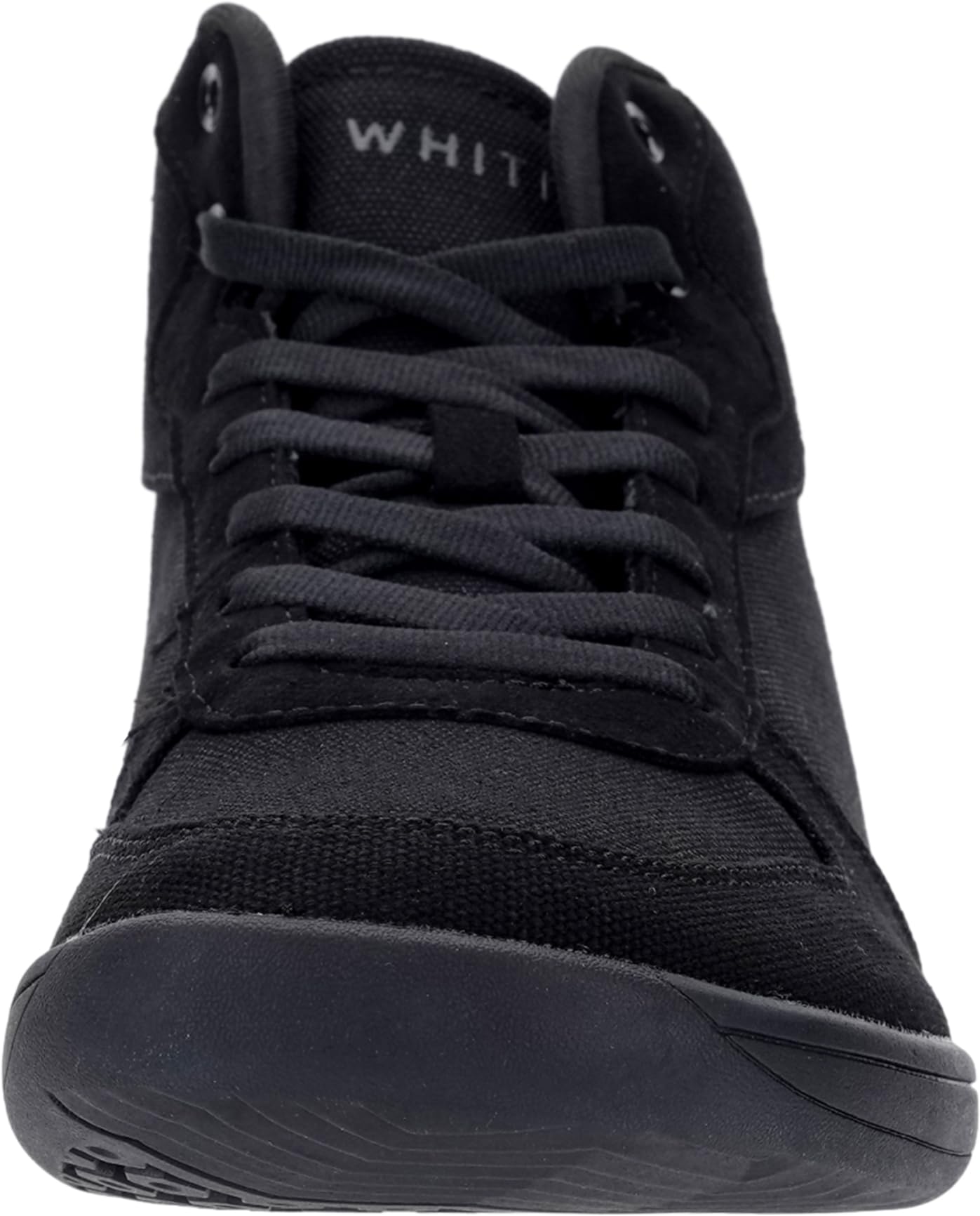 WHITIN Men's Wide Toe Box Canvas Minimalist Barefoot Shoes Width Zero Drop Minimus Sneaker Male Size 10 Hightop Minimal Walking Boxing Casual All Black 44