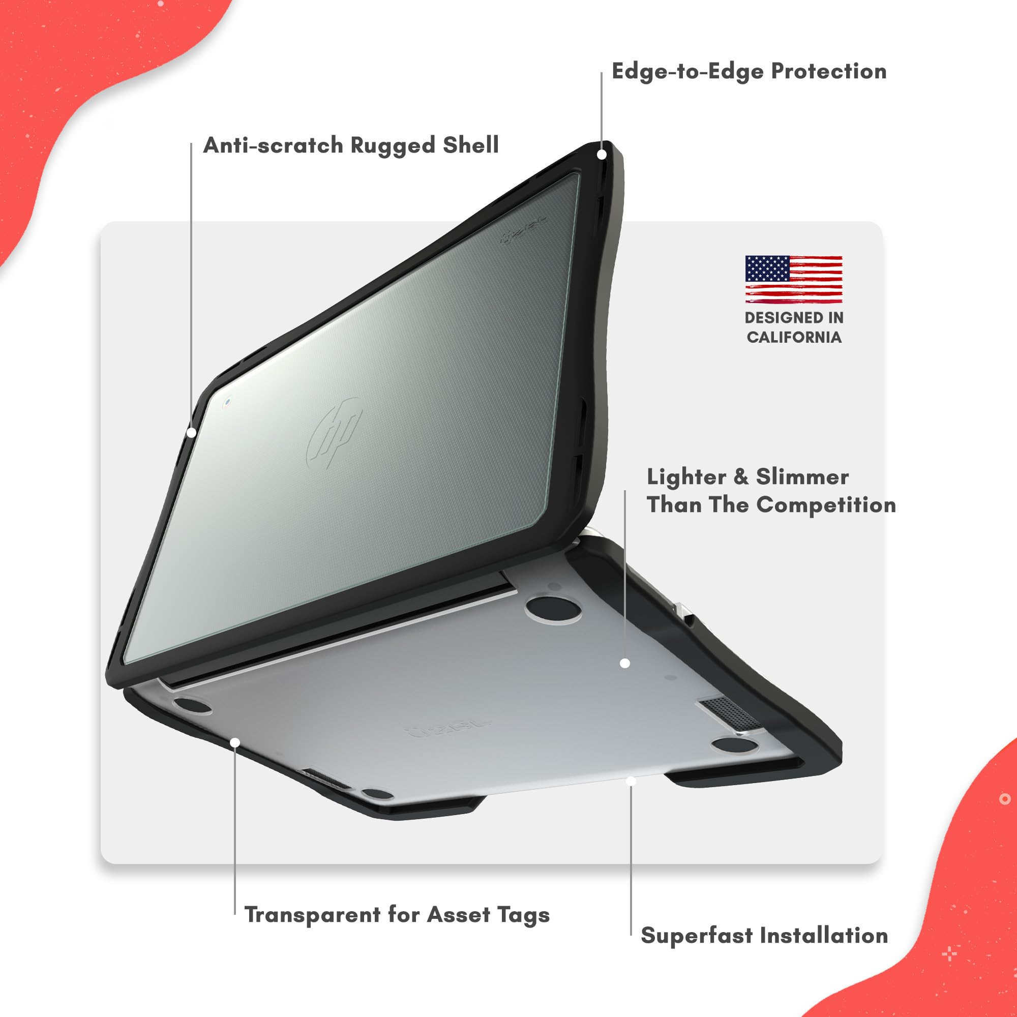 UZBL Case for HP Chromebook 11 G9 EE & for HP Chromebook 11 G8 EE | Protective Air Hard Shell Polycarbonate Laptop Clear Case Cover | Student-Proof Protection