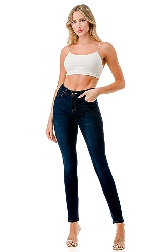 Women's Classic High Rise Skinny Slim Stretch Denim Jeans Dark Blue -0169 Size 13
