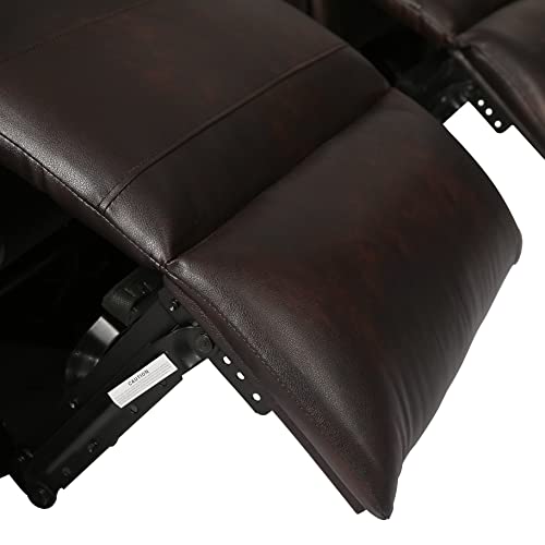 FULife 2 Seaters Manual Wall Hugger Chair RV Sofa Loveseat Sofá,PU Leather Double Reclining Sectional Couch with Cup Holders&Center Console for Living Room/Apartment/Office/Theater