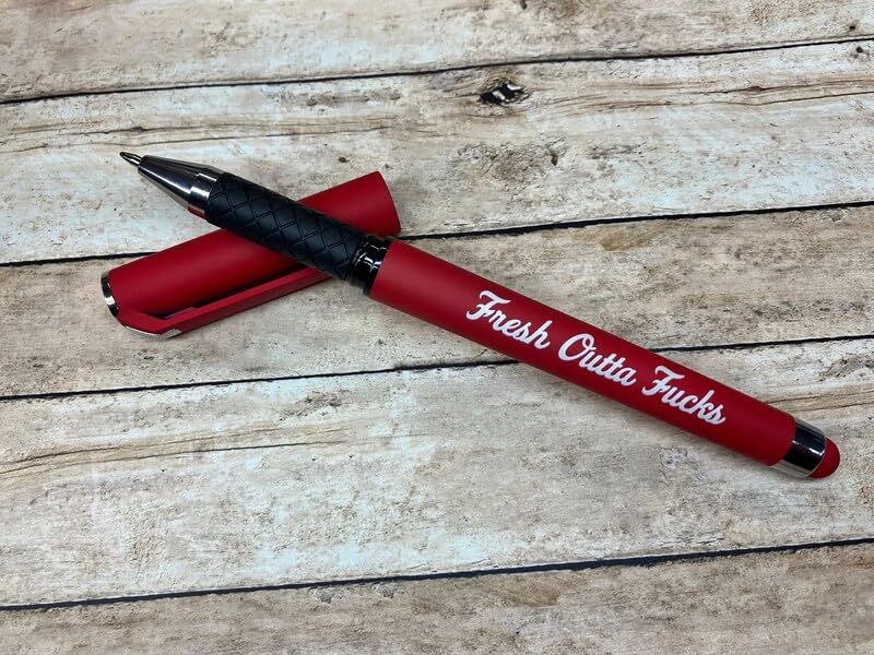 BOSONS Fresh Outta Fucks Pad And Pen, Fun Black Gel Pen With Notepad, Humorous Notepad And Pen Set, Playful Desk Accessories (Red,2pcs)