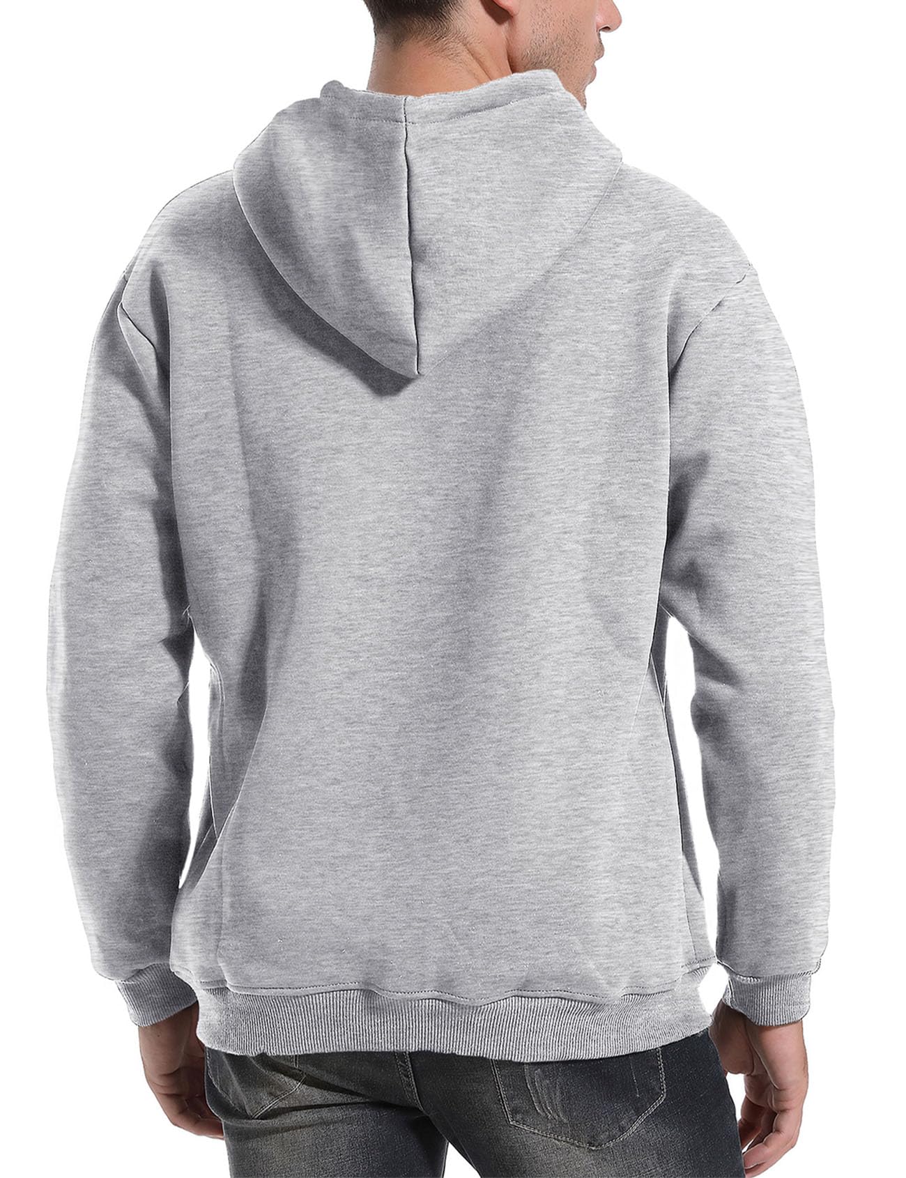 Flygo Men's Casual Fleece Sherpa Lined Hoodie Winter Warm Pullover Hooded Sweatshirt(Grey-XXL)
