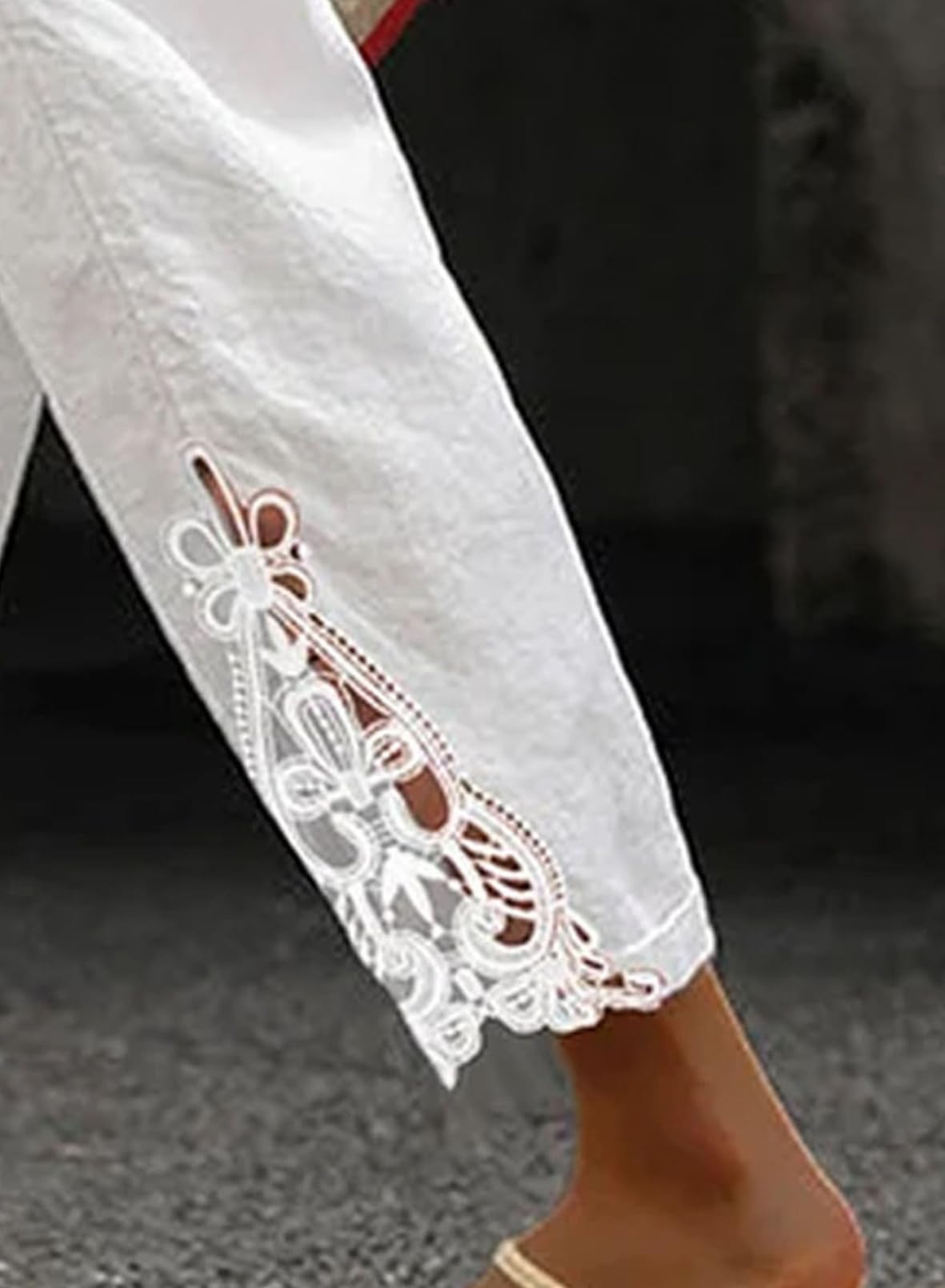 Acelitt Women Casual Linen Pants Lightweight Drawstring Elastic Waist Fall Fashion 2025 Beach Capri Pants Trousers White Large