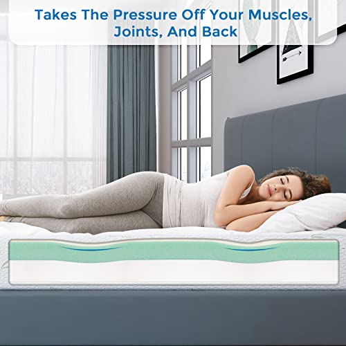 Airdown Full Size Mattress, 6 Inch Memory Foam Mattress Full for Kids Bed Daybed Individual Bunk, Medium Firm Green Tea Gel Mattress in a Box