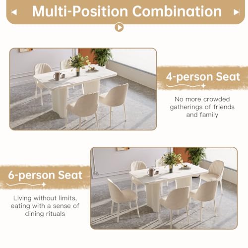 Guyii 55.27" Dining Table, Modern Rectangular Kitchen Table, Indoor Dining Table for Kitchen, Bar, Living Room, Small Space, Cream White, Easy Assembly, Table Only