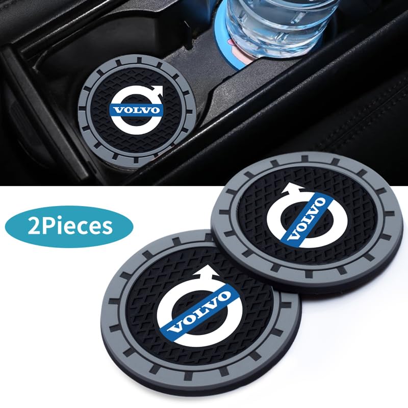 2PCS Car Cup Holder Coasters for Volvo XC40 XC60 XC90 V90 V60 S90 S60 2016-2020 2021 2022,Non-Slip Car Coasters for Cup Holder,Silicon Car Cup Mat Car Cup Holder Insert,2.75'' Car Cup Mat for Car