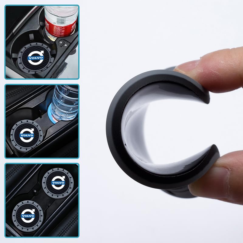 2PCS Car Cup Holder Coasters for Volvo XC40 XC60 XC90 V90 V60 S90 S60 2016-2020 2021 2022,Non-Slip Car Coasters for Cup Holder,Silicon Car Cup Mat Car Cup Holder Insert,2.75'' Car Cup Mat for Car