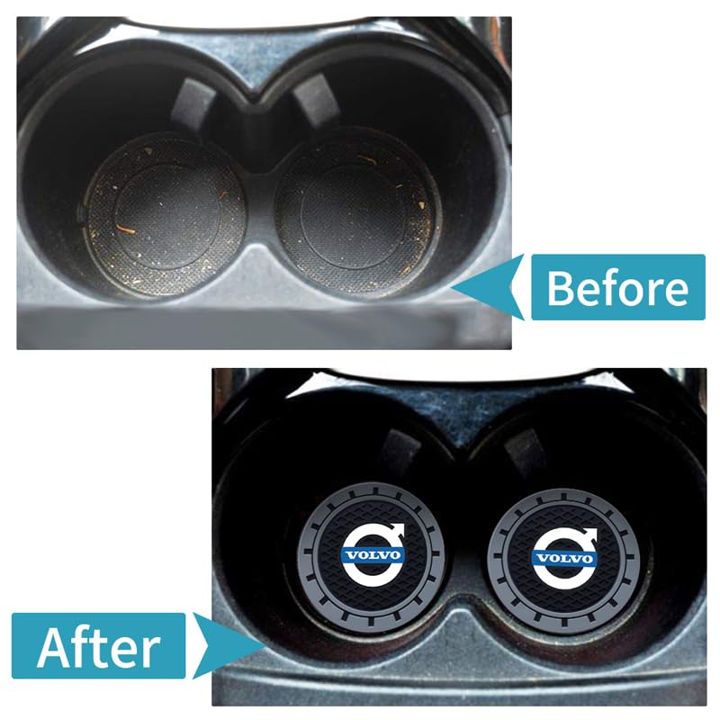 2PCS Car Cup Holder Coasters for Volvo XC40 XC60 XC90 V90 V60 S90 S60 2016-2020 2021 2022,Non-Slip Car Coasters for Cup Holder,Silicon Car Cup Mat Car Cup Holder Insert,2.75'' Car Cup Mat for Car