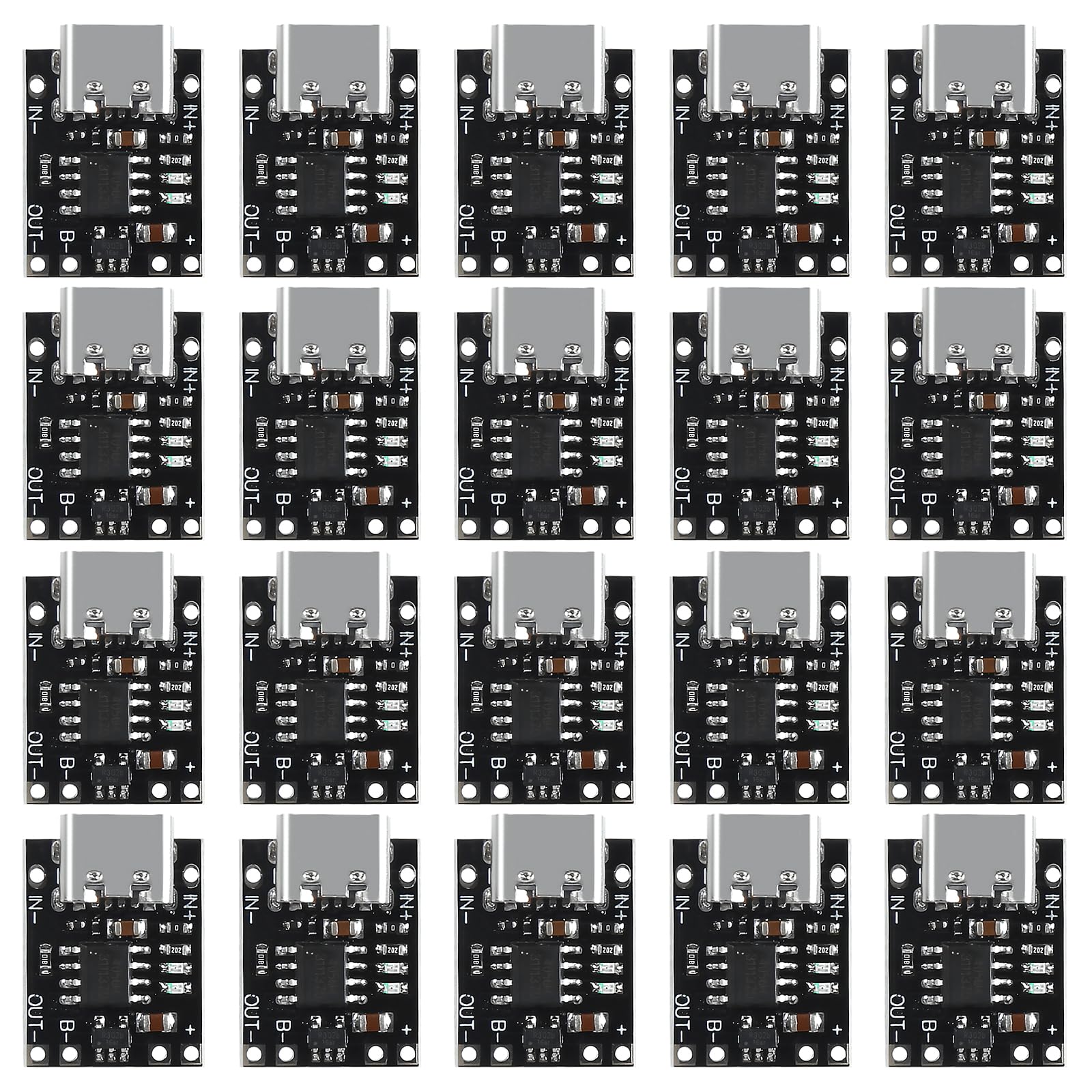 XIITIA 20pcs Mini USB Type C 3.7V Lithium Battery Charger Board 4.2V Charging Module with Protection Circuit and LED Charge Indicators(Type-C Port)