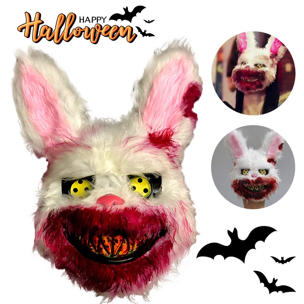 Halloween Mask Scary Bloody Plush Rabbit Masks Bloody Plush Head Masks Bunny Mask Head Bear Cosplay Costume Halloween Decor