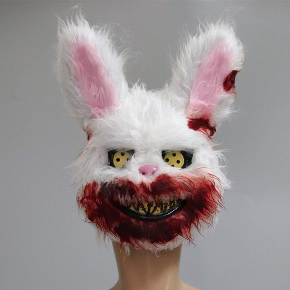 Halloween Mask Scary Bloody Plush Rabbit Masks Bloody Plush Head Masks Bunny Mask Head Bear Cosplay Costume Halloween Decor