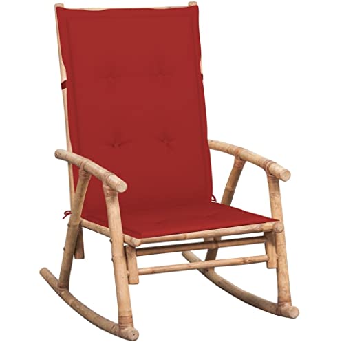 CUMYZO Rocking Chair with Cushion Bamboo 11.54kg/25.388ib