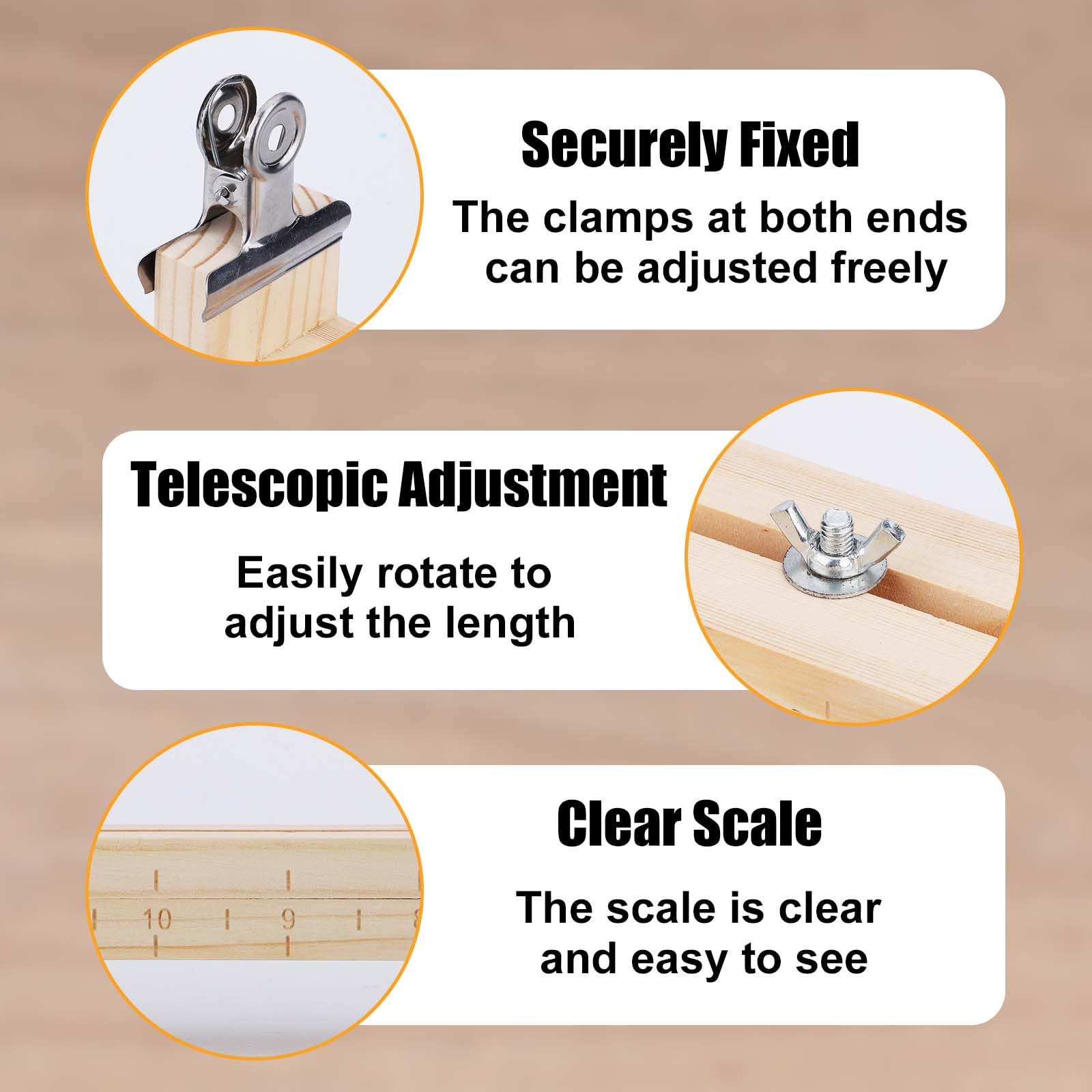 NQEUEPN Wood Bracelet Jig, Adjustable Wood Jig Bracelet Maker with 2 Metal Clips DIY U Shape Clear Scale Bracelet Jig for DIY Craft Hand Bracelet Knitting Tool (Basic Style)