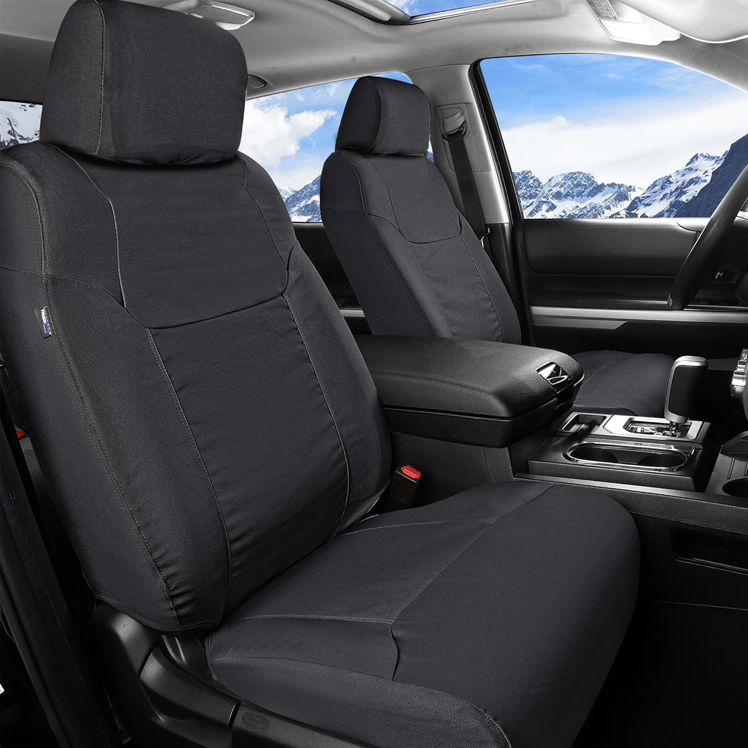 Truckiipa Tacoma Seat Covers Full Set Custom Fit for 2016-2023 Tacoma Double/Crew Cab SR SR5 TRD Sport TRD Off-Road TRD Pro Limited,Canvas Truck Carseat Seat Protectors(Full Set, Black)