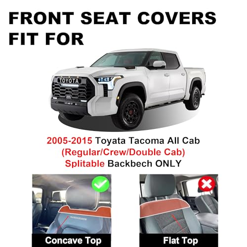 Truckiipa Toyota Tacoma Seat Covers Custom Fit for 2005 2006 2007 2008 2009 2010 2011 2012 2013 2014 2015 Regular/Double/Crew Cab SR SR5 TRD Sport TRD Off-Road TRD Pro Limited(Front Pair/Gray)