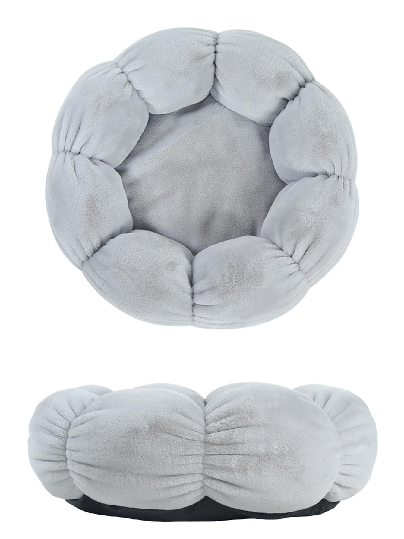 QWINEE Flower Shaped Cat Dog Bed Cat Bed Warm Soft Plush Warm Winter Nest Round Washable Non-Slip Pet Bed for Small Medium Dog Puppy Kitten Kitty Sleeping Grey S
