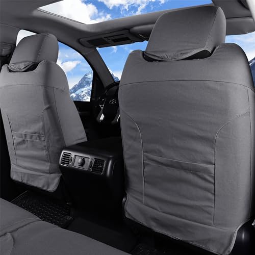 Truckiipa Toyota Tacoma Seat Covers Custom Fit for 2005 2006 2007 2008 2009 2010 2011 2012 2013 2014 2015 Regular/Double/Crew Cab SR SR5 TRD Sport TRD Off-Road TRD Pro Limited(Front Pair/Gray)