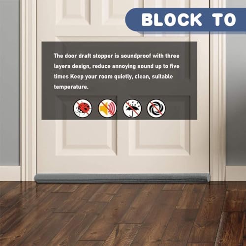 SYIPO Door Draft Stopper Adjustable 37", Twin Door Draft Blocker Cuttable & Washable, Draft Door Stopper Energy Saving Door Weather Stripping Reduce Noise Window Breeze Blocker Door Sweeps, White