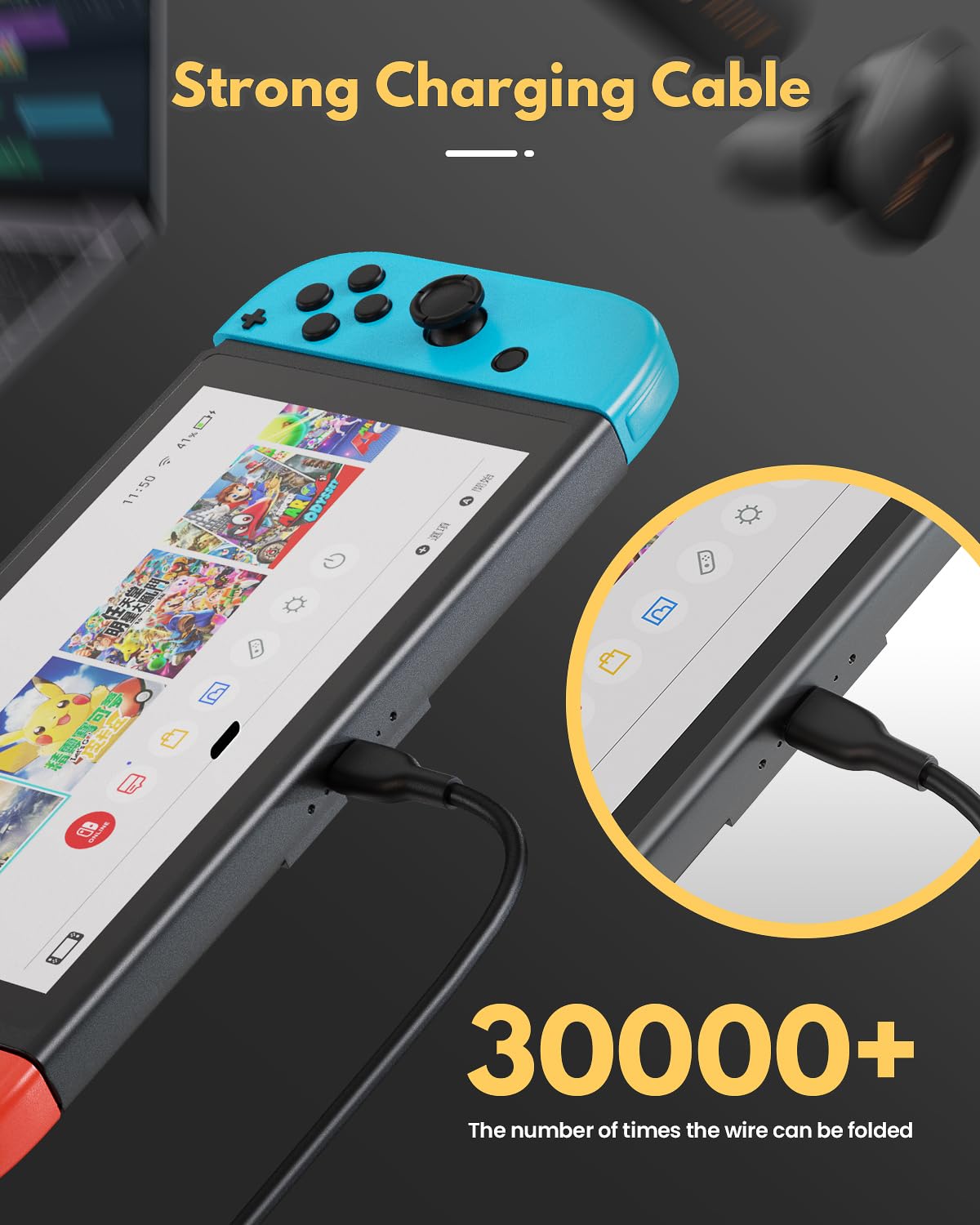 USB C Charger for Nintendo Switch, 45W AC Adapter Cable for Switch Lite/OLED/Steam Deck/TV Dock Mode, Power Supply Cord for Tablets/MacBook Pro/iPad/Laptop 15V 3A Fast Charging