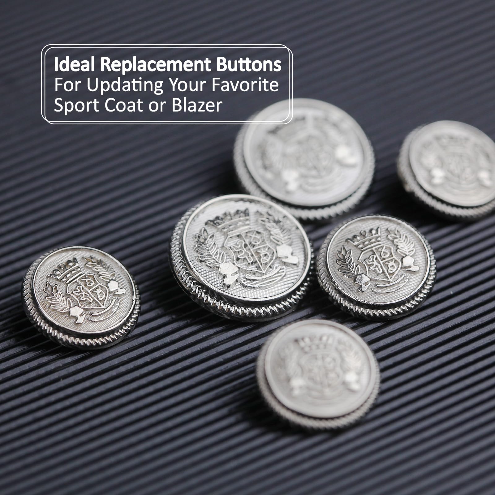 14 Pieces Silver Metal Blazer Button Set 23mm 18mm Blazer Buttons Men Metal Suit Buttons for Men Silver Buttons for Blazer,Suits,Sport Coat,Uniform,Jacket