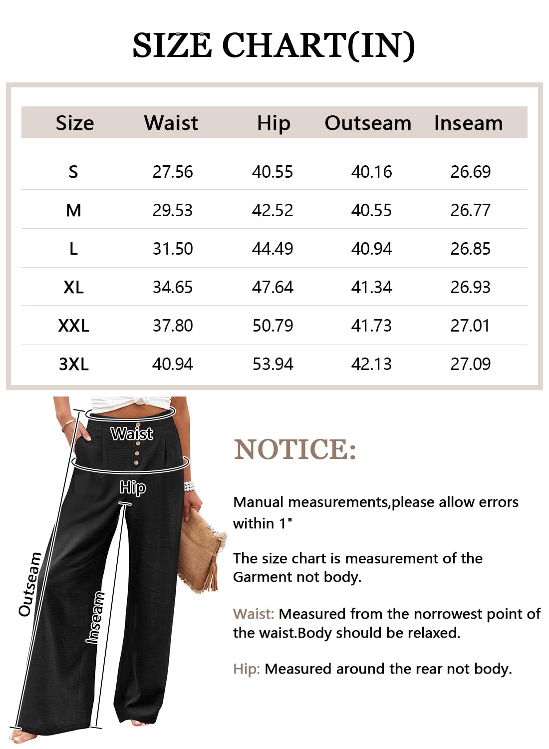 Angerella Pants for Women High Waisted Wide Leg Pants Casual Elastic Waist Palazzo Pants with Pockets Army XL
