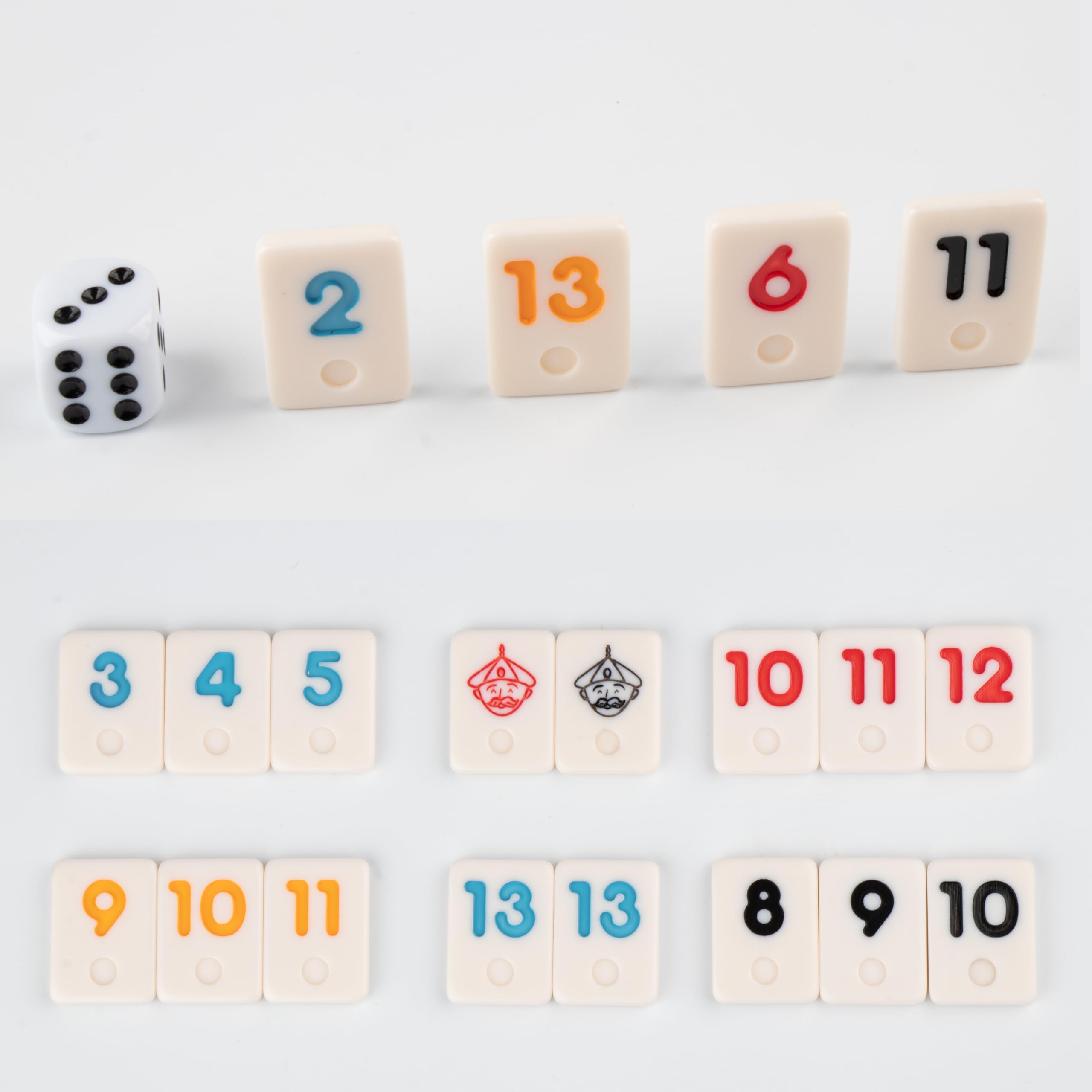 Doublefan Mini Rummy Set,Travel Size Rummy Game with Portable Bag, Mini Rummy Cube Game for Adult and Kids,106 Tiles, 4 Playing Rack, 1 Dice (2-4 Players)