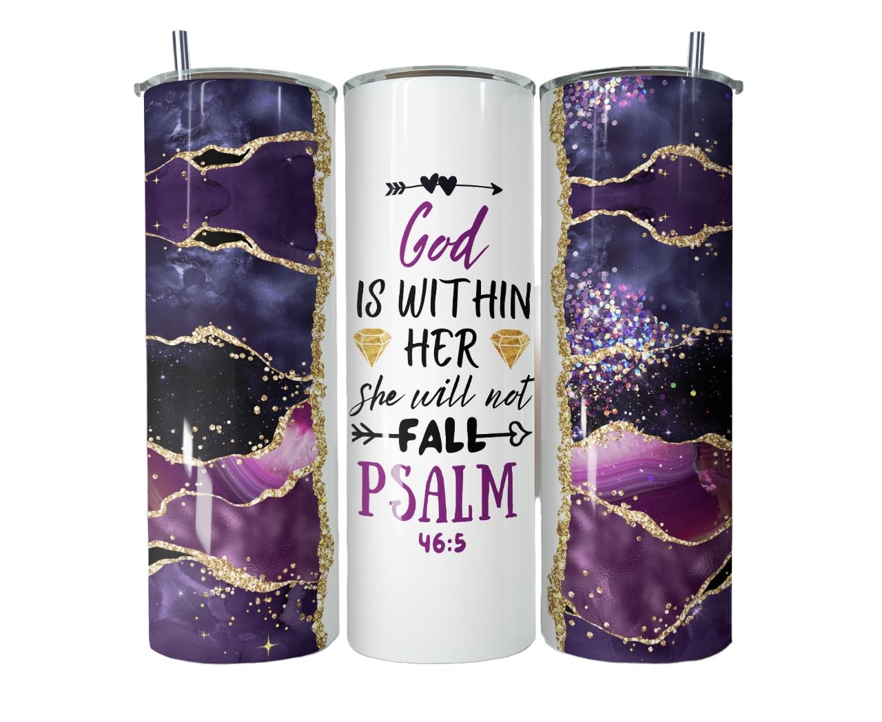 God is Within Her Psalm 46:5 Tumbler Sublimation Transfer, Ready to Press, 20 oz Straight Tumbler, Psalms Christian Transfer for Tumbler
