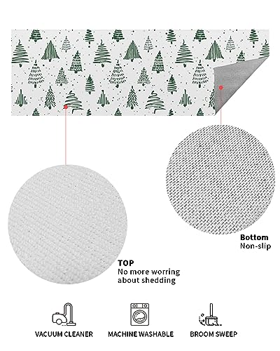 Entryway Door Mat, Non Slip Floor Mats Low-Profile Small Bathroom Kitchen Rugs, Christmas Green Xmas Tree Texture Absorbent Front Indoor/Outdoor Doormat - Easy to Clean Doormats