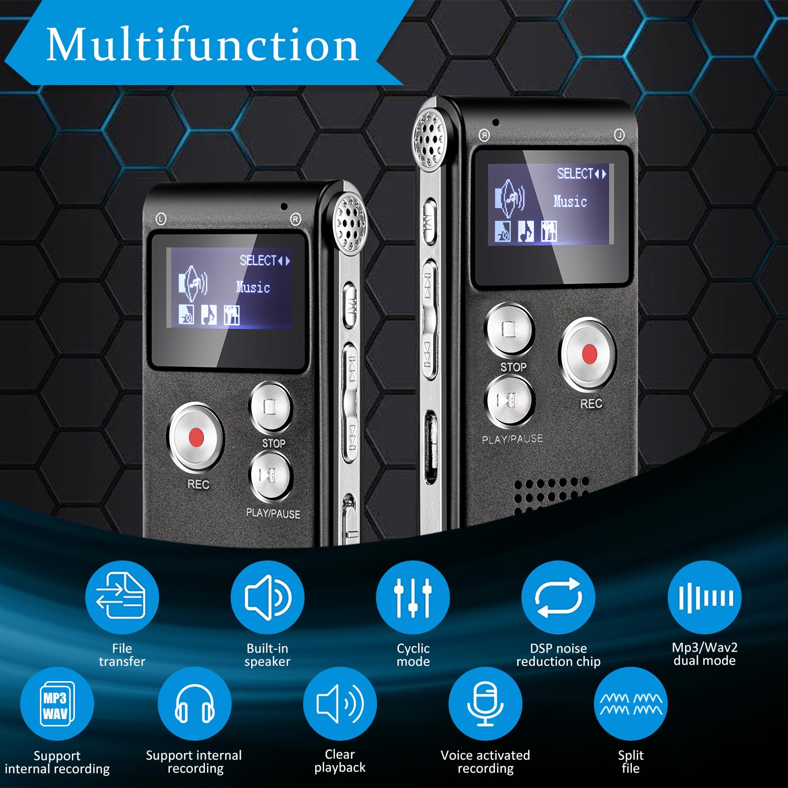 Dunzy 5 Pcs Ghost Hunting Kit Includes Digital Voice Recorders with 4 LED Cat Balls Motion Activated Cat Ball Toy Voice Activated Recorder with Playback for Pet Dog Animals(Black)