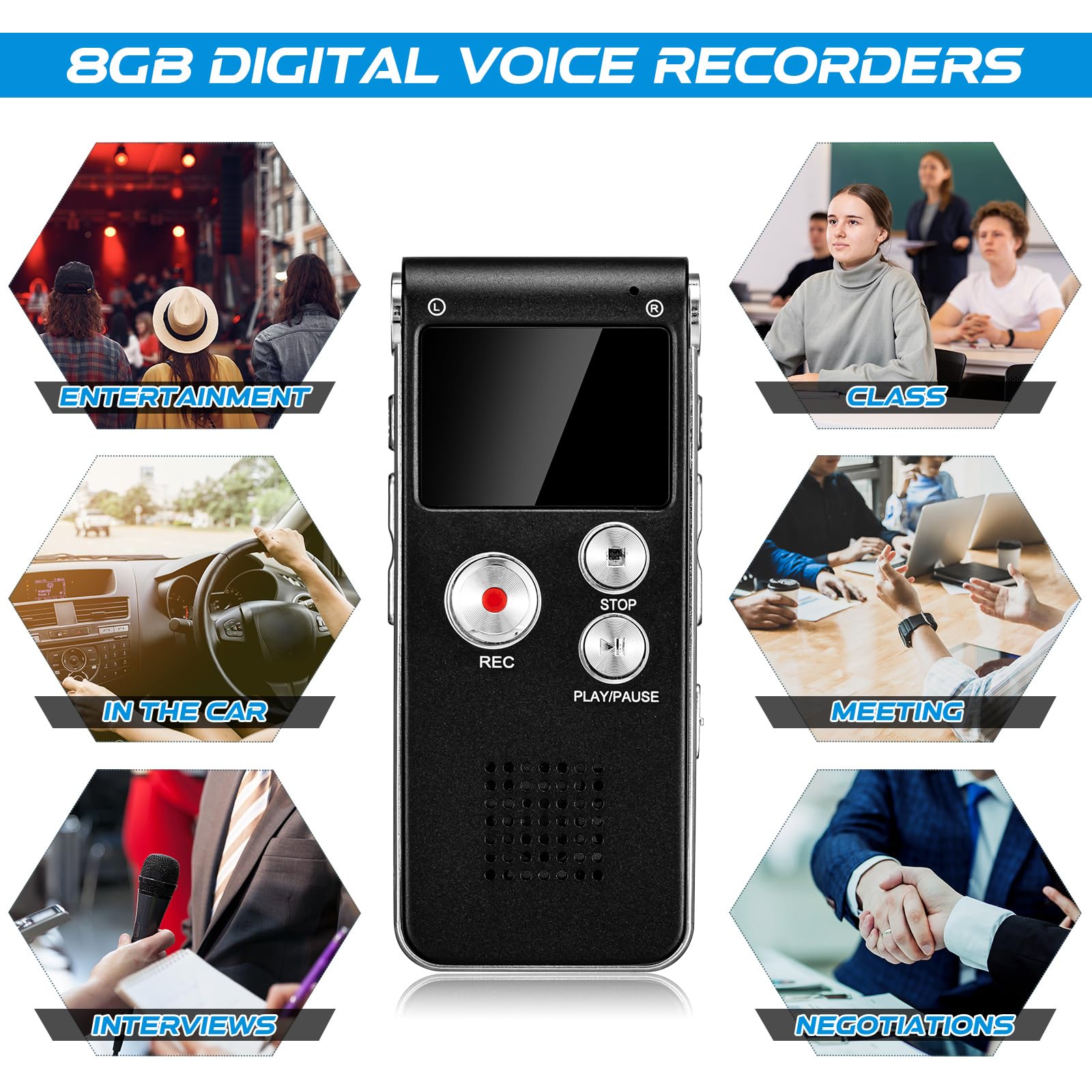 Dunzy 5 Pcs Ghost Hunting Kit Includes Digital Voice Recorders with 4 LED Cat Balls Motion Activated Cat Ball Toy Voice Activated Recorder with Playback for Pet Dog Animals(Black)
