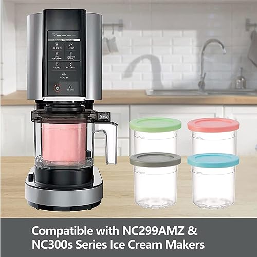 EVANEM 2/4/6PCS Creami Pints, for Ninja Creami Pints and Lids,16 OZ Pint Containers Safe and Leak Proof for NC301 NC300 NC299AM Series Ice Cream Maker,Green-2PCS