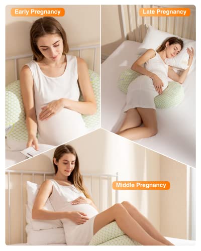 taynoes Pregnancy Pillows for Sleeping, Maternity Pillows, Detachable and Adjustable Pregnancy Must Haves Support for Pregnant Women Back, Belly, Stomach,Side Sleeper Pregnancy Wedge Pillow (Green)
