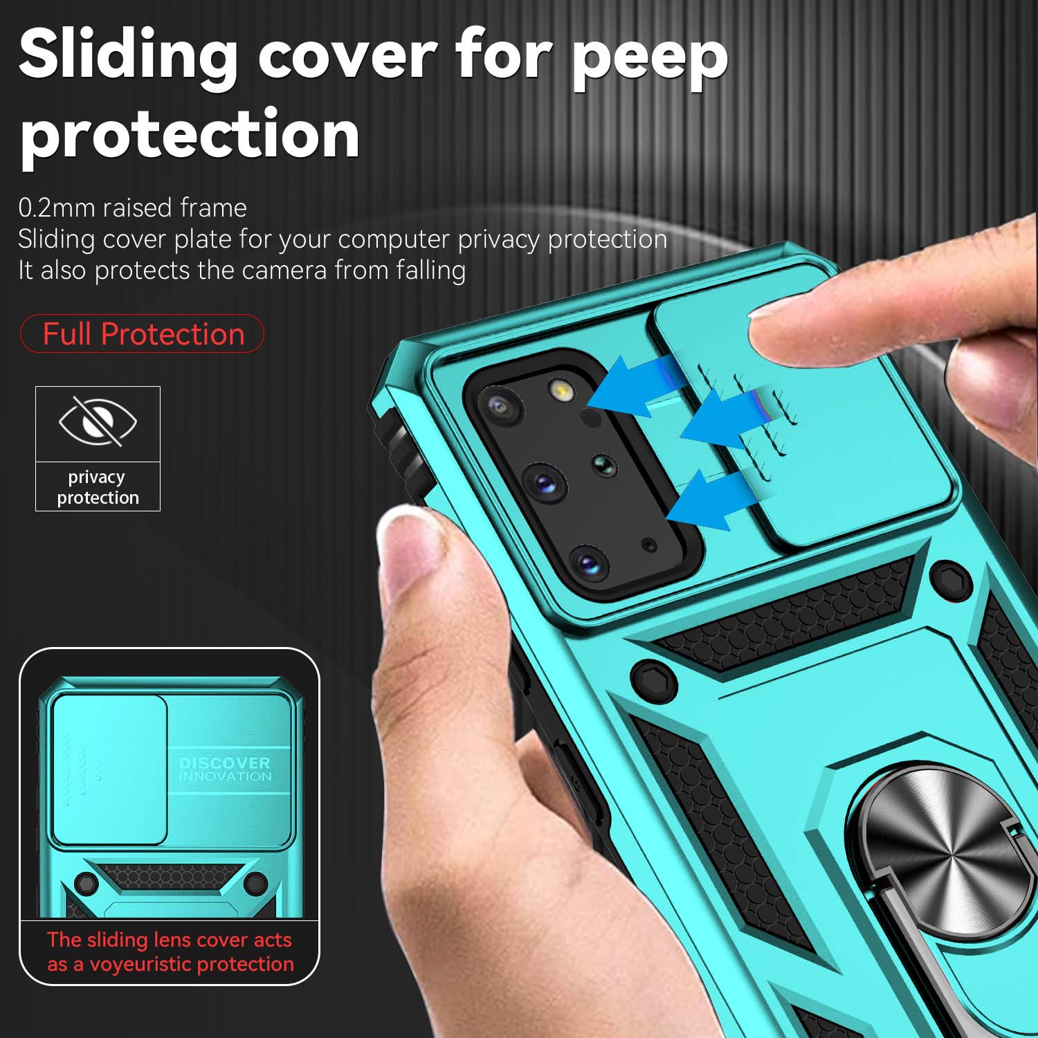 for Samsung Galaxy S20 Plus Case with Camera Lens Cover HD Screen Protector, Military-Grade Drop Tested Magnetic Ring Holder Kickstand Protective Phone Case for Samsung Galaxy S20+ Plus 5G (Mint)