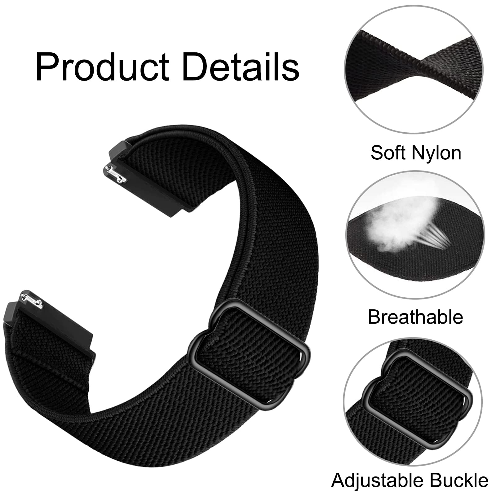 2 Pack Stretchy Nylon Band Compatible with Gizmo Watch 3 2 1/Gabb Watch 3 2 1/SyncUP/Cosmo JrTrack Band Soft Elastic Strap with Adjustable Buckle