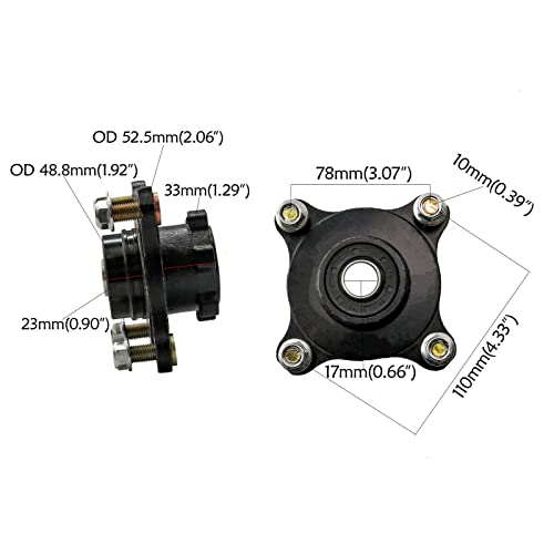 Go Kart Front Steering Conversion Kit Rear Axle Assembly Kit, ATV UTV Quad Gear Rack Joint Tie Rod & Wheel Assembly Knuckle Spindle Wheel Hub Kit (125-250CC ATV Front Steering)