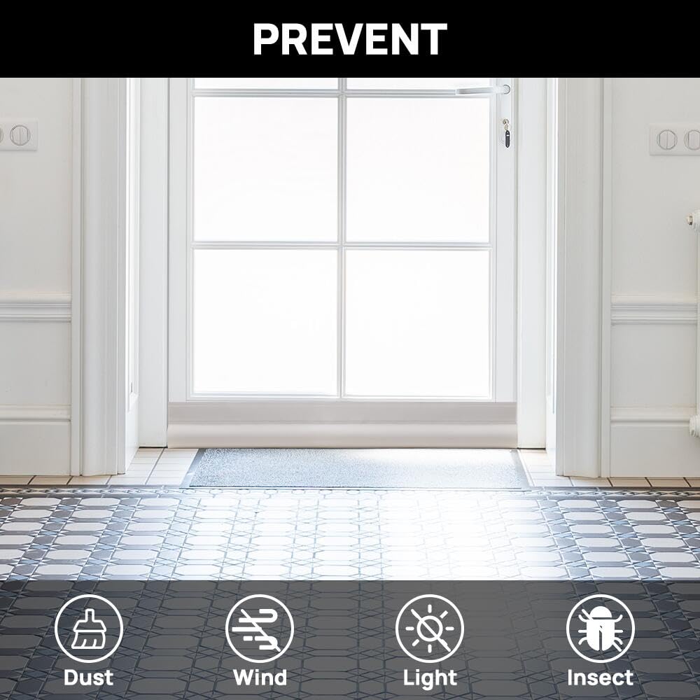 KAKULO 3 Pack Door Draft Stopper - 37" Adjustable Under Door Draft Blocker to Reduce Cold Air, Soundproof for Interior/Exterior Bottom of Doors (White)
