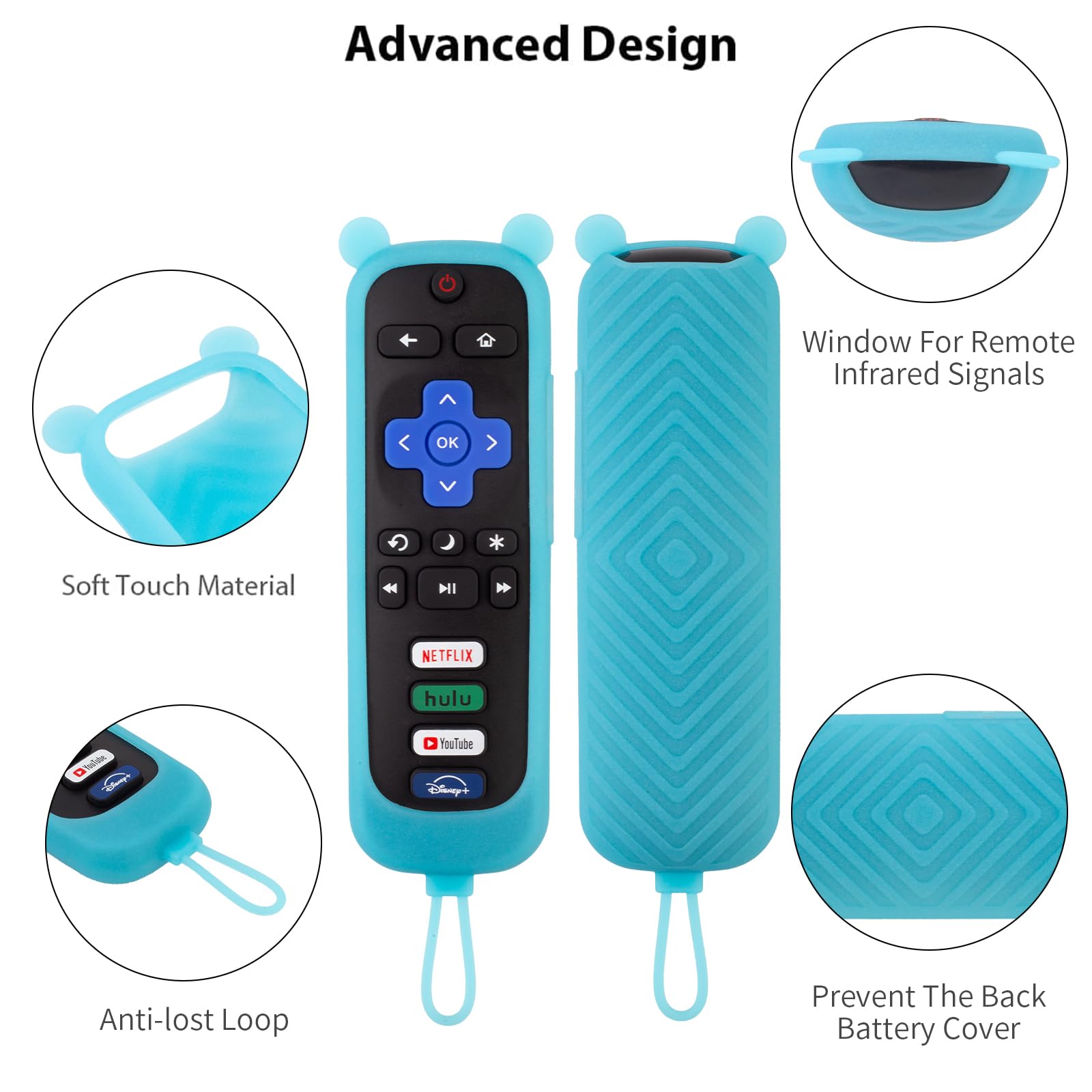 2 Pack Cute Roku Remote Cover - Silicone Protective Case for Roku TV TCL - Anti Slip Remote Sleeve Glow in The Dark (Glow Green + Glow Blue)