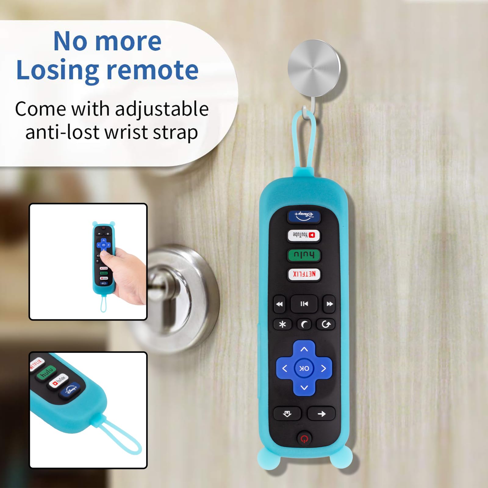 2 Pack Cute Roku Remote Cover - Silicone Protective Case for Roku TV TCL - Anti Slip Remote Sleeve Glow in The Dark (Glow Green + Glow Blue)