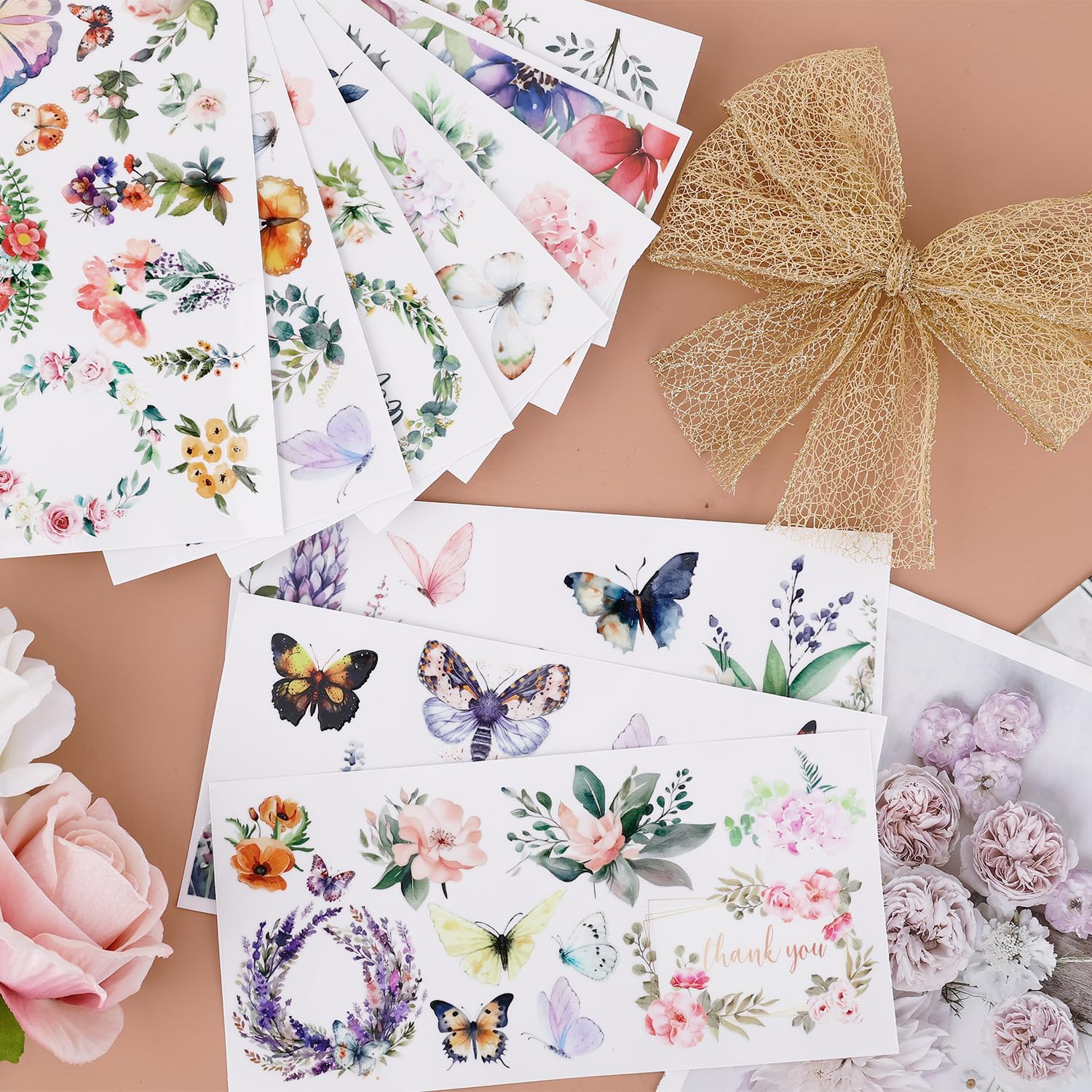 10 Sheets DTF Cup Wrap Transfer Stickers, Colorful Rub On Transfer Stickers Butterfly DTF Transfer Sticker Floral Cup Wrap Transfer Stickers for 16oz Glass Cup Handmade Crafts