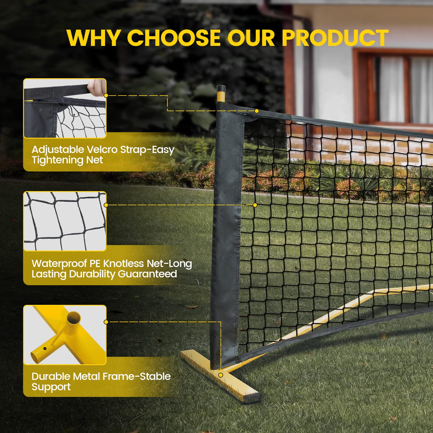 Portable Pickleball Nets, 22 FT Regulation Size Pickleball Set with Net, Pickle Ball Game Net System with Carrying Bag for Indoor Outdoor Backyard